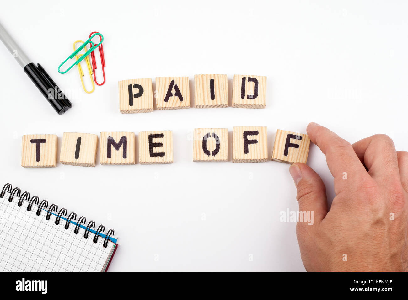 paid time off. Wooden letters on a white background Stock Photo - Alamy