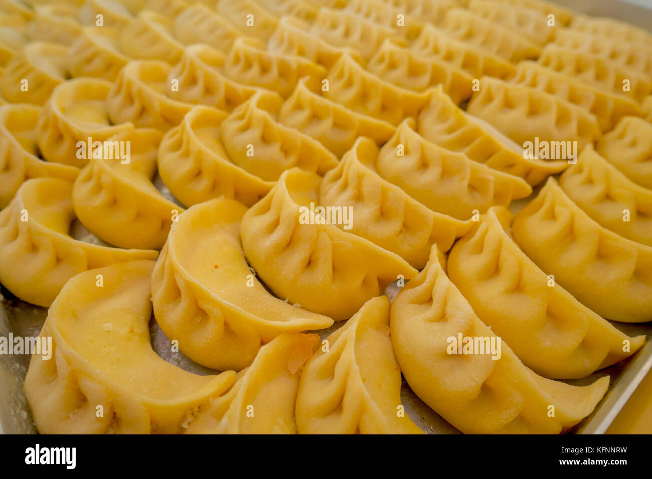 Close up of steamed Momo. A popular Nepalese food that is also common ...
