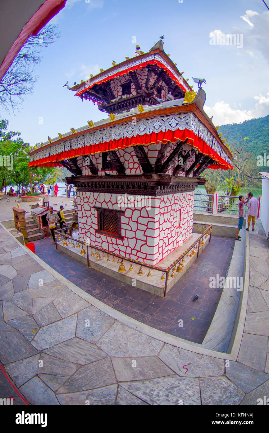 POKHARA, NEPAL - SEPTEMBER 04, 2017: Tal Barahi Temple, located at the ...