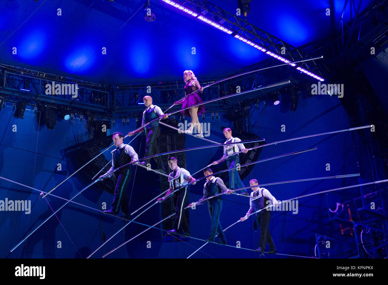 New York, United States. 29th Oct, 2017. Nik Wallenda high wire group ...