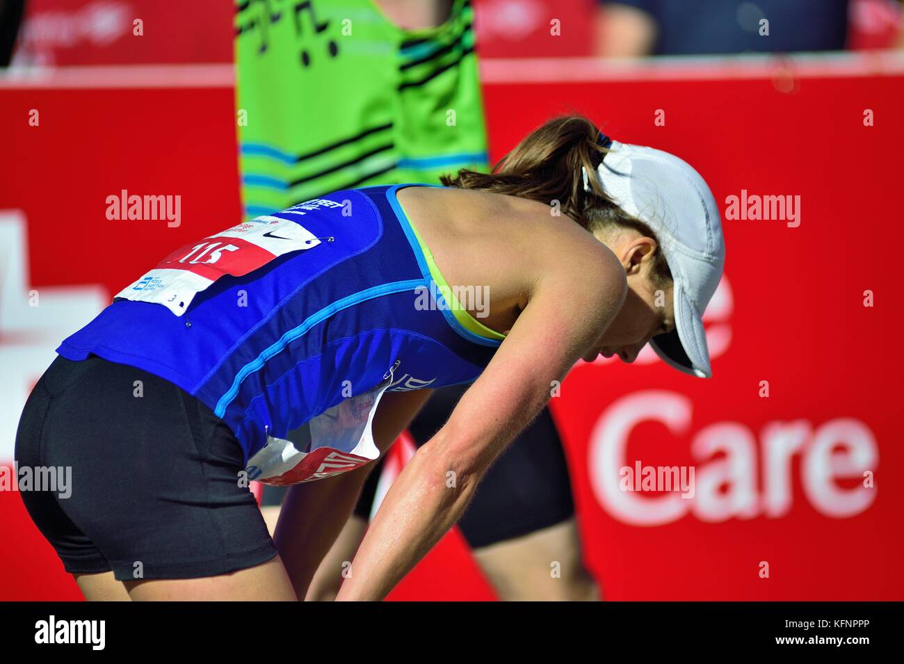 Just after crossing the finish line at the 2017 Chicago Marathon ...