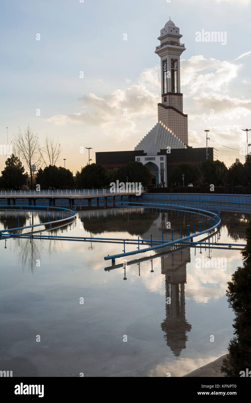 Tehran International Permanent Fairground, Reflection of Minaret in ...