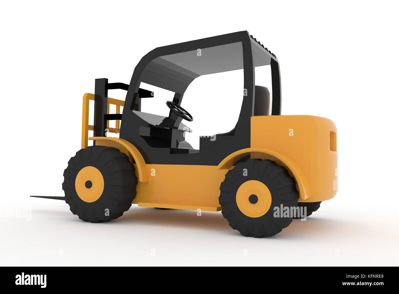 forklift truck on isolated white background in 3d rendering Stock Photo ...