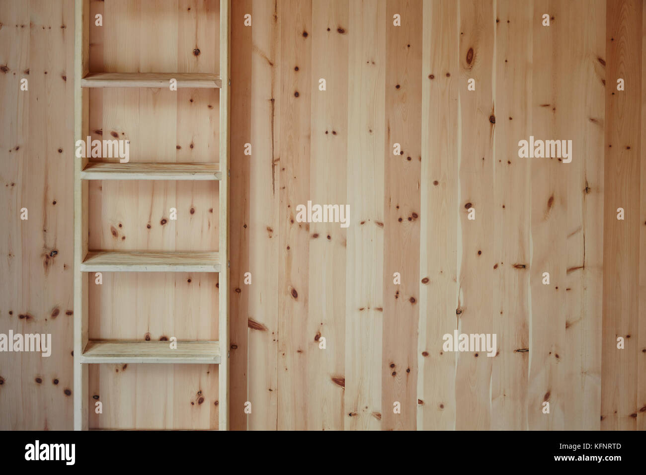 wooden ladder infront of wooden wall Stock Photo - Alamy