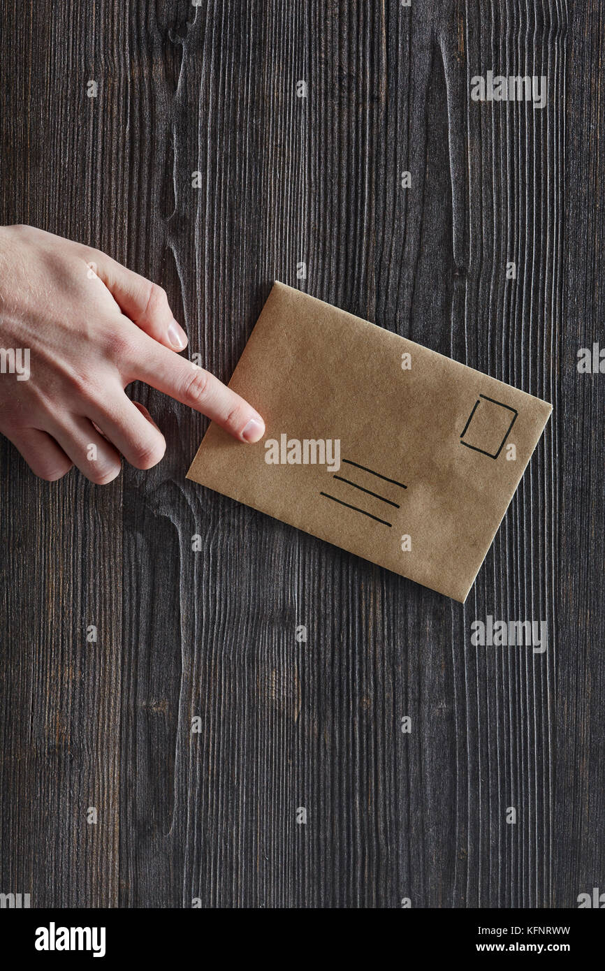 index finger pointing on unadressed letter Stock Photo - Alamy