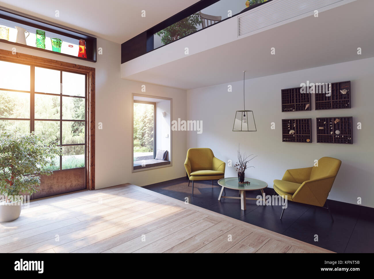 Modern interior rendering concept. 3d illustration Stock Photo - Alamy