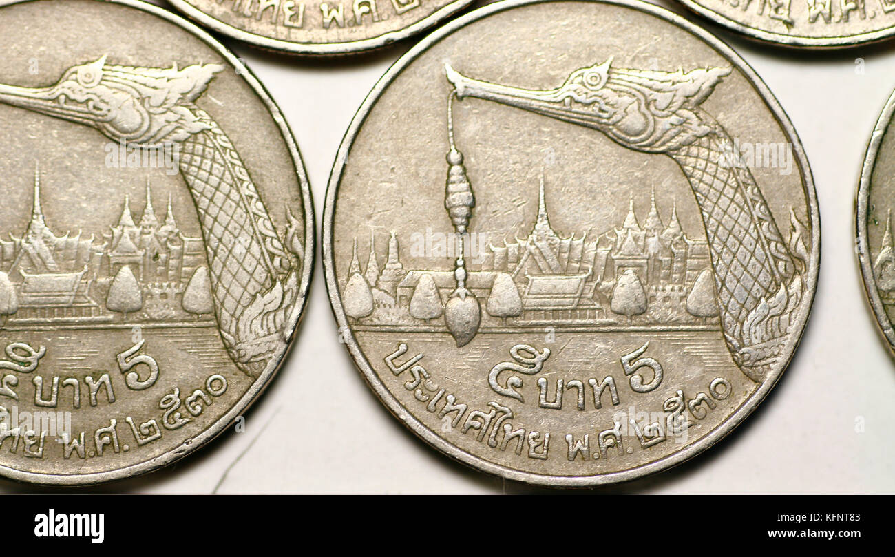 Thai baht coin macro. For background or saving money or business and ...