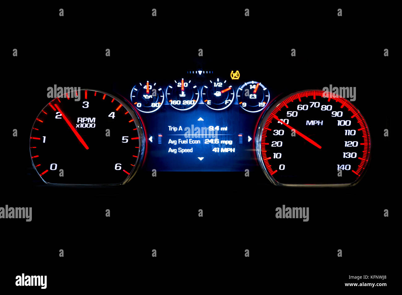 Modern light car mileage (dashboard, milage) isolated on a black ...