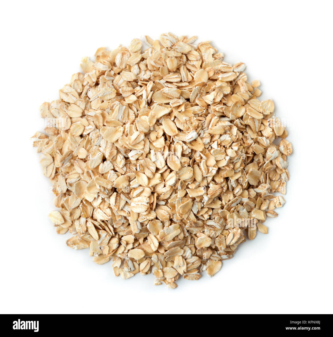 Top view of dry rolled oatmeal flakes isolated on white Stock Photo - Alamy