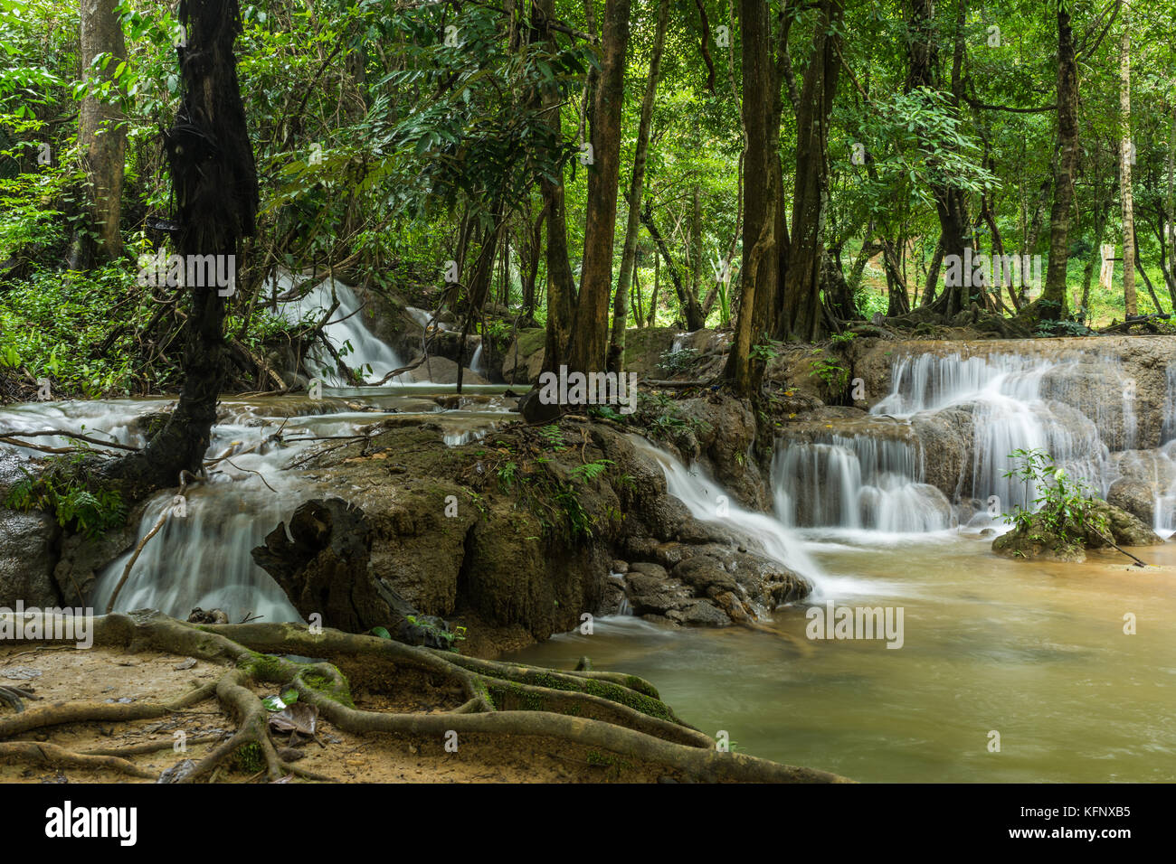 Kroeng Krawia Waterfall in Khao Laem National Park of Kanchanaburi ...