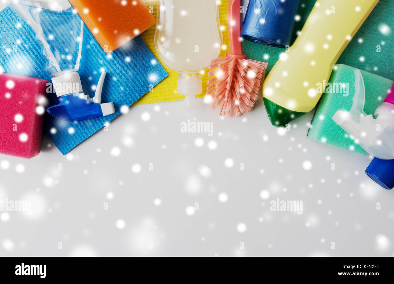 cleaning stuff on white background Stock Photo - Alamy