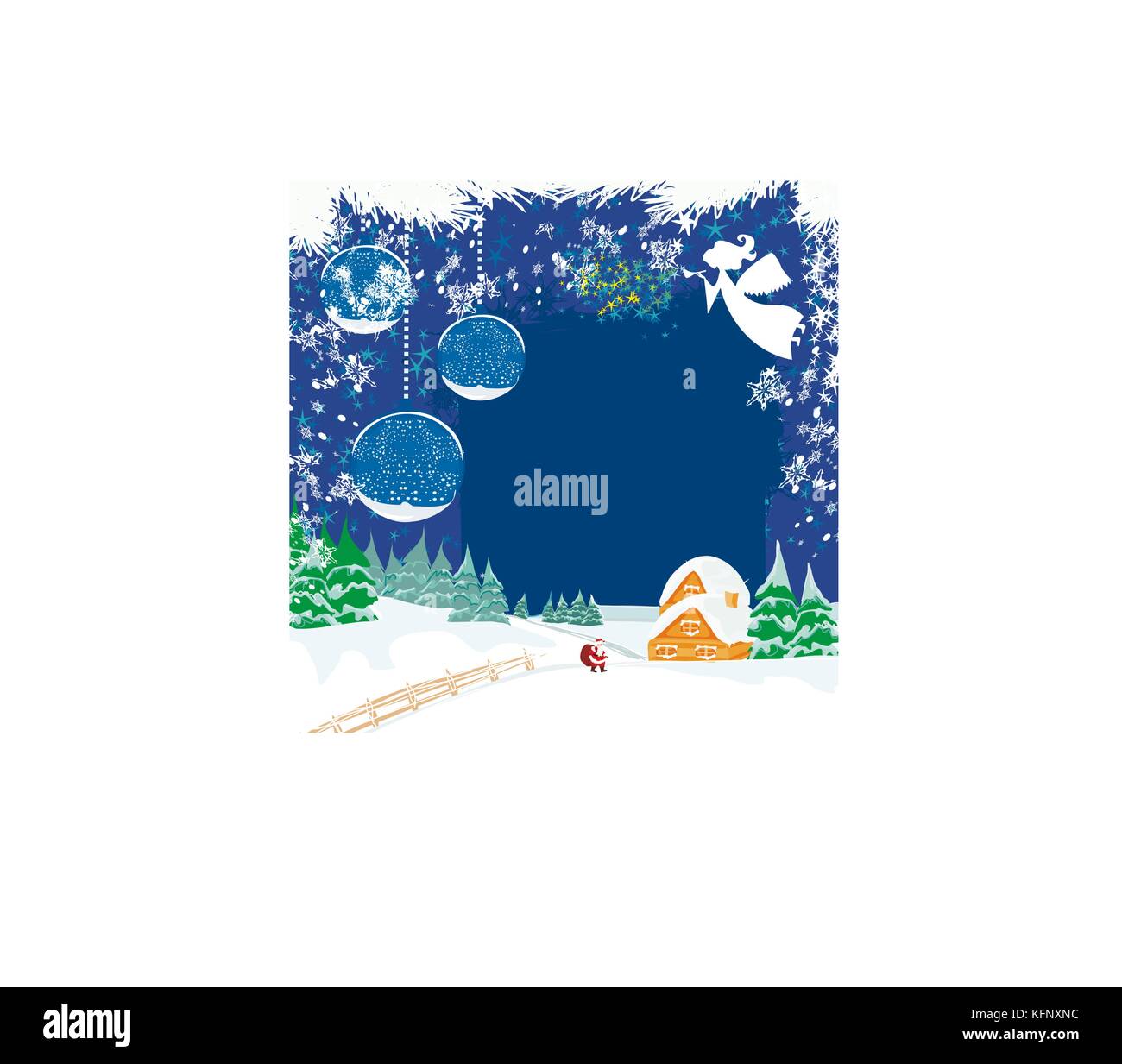 Winter landscape with angels and Santa Stock Vector Image & Art - Alamy