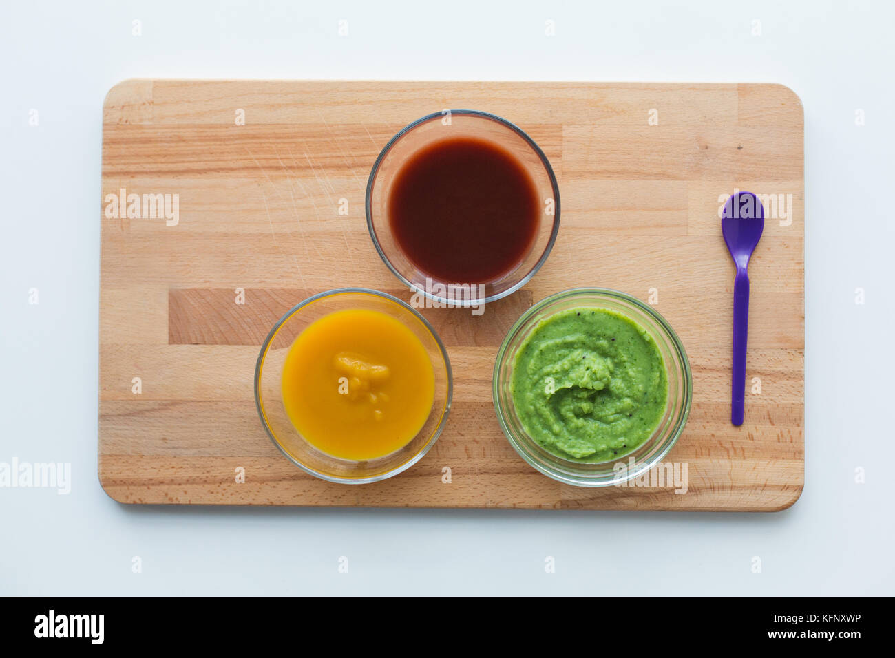 vegetable puree or baby food in glass bowls Stock Photo - Alamy