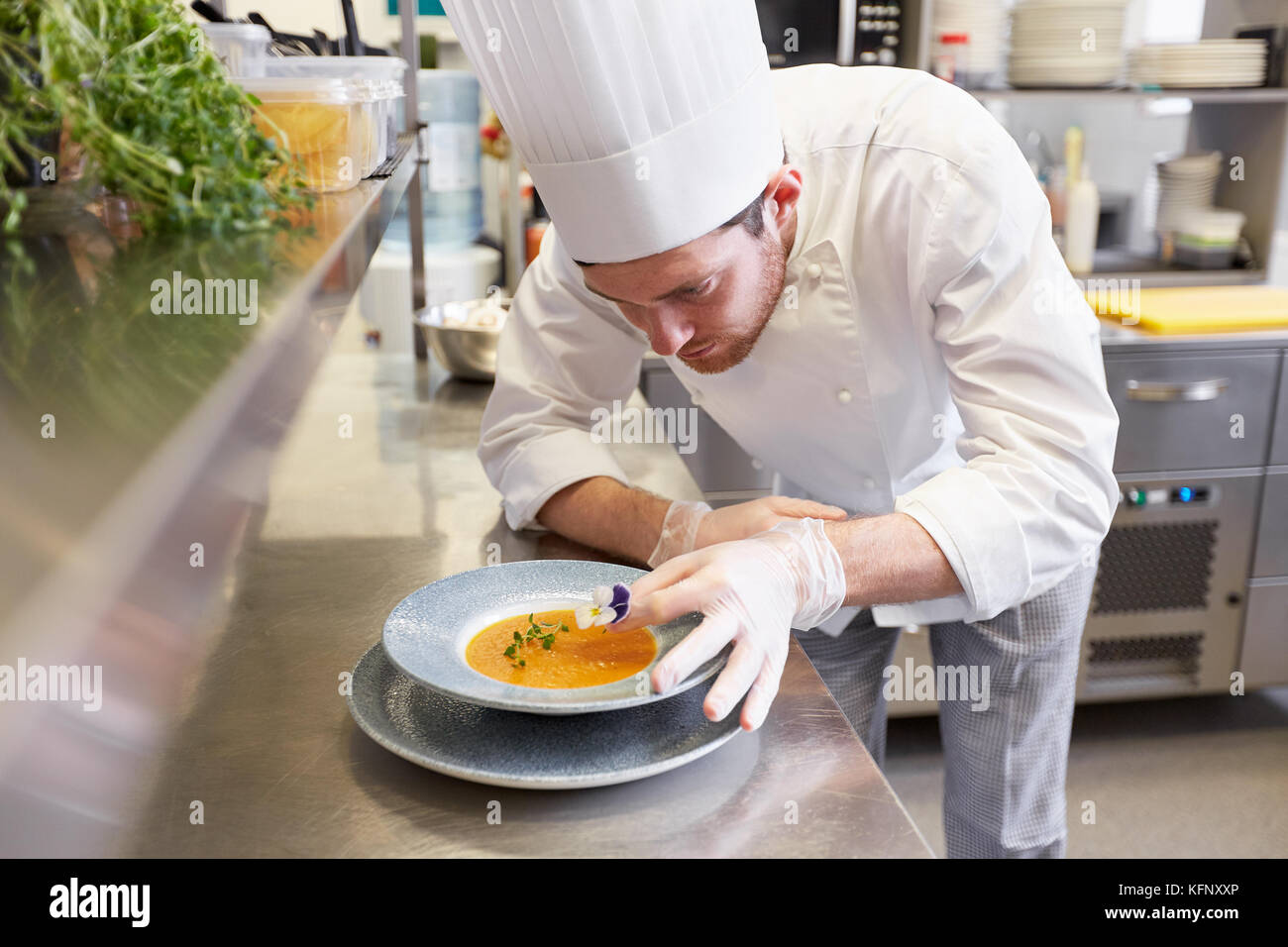 happy male chef cooking food at restaurant kitchen Stock Photo - Alamy