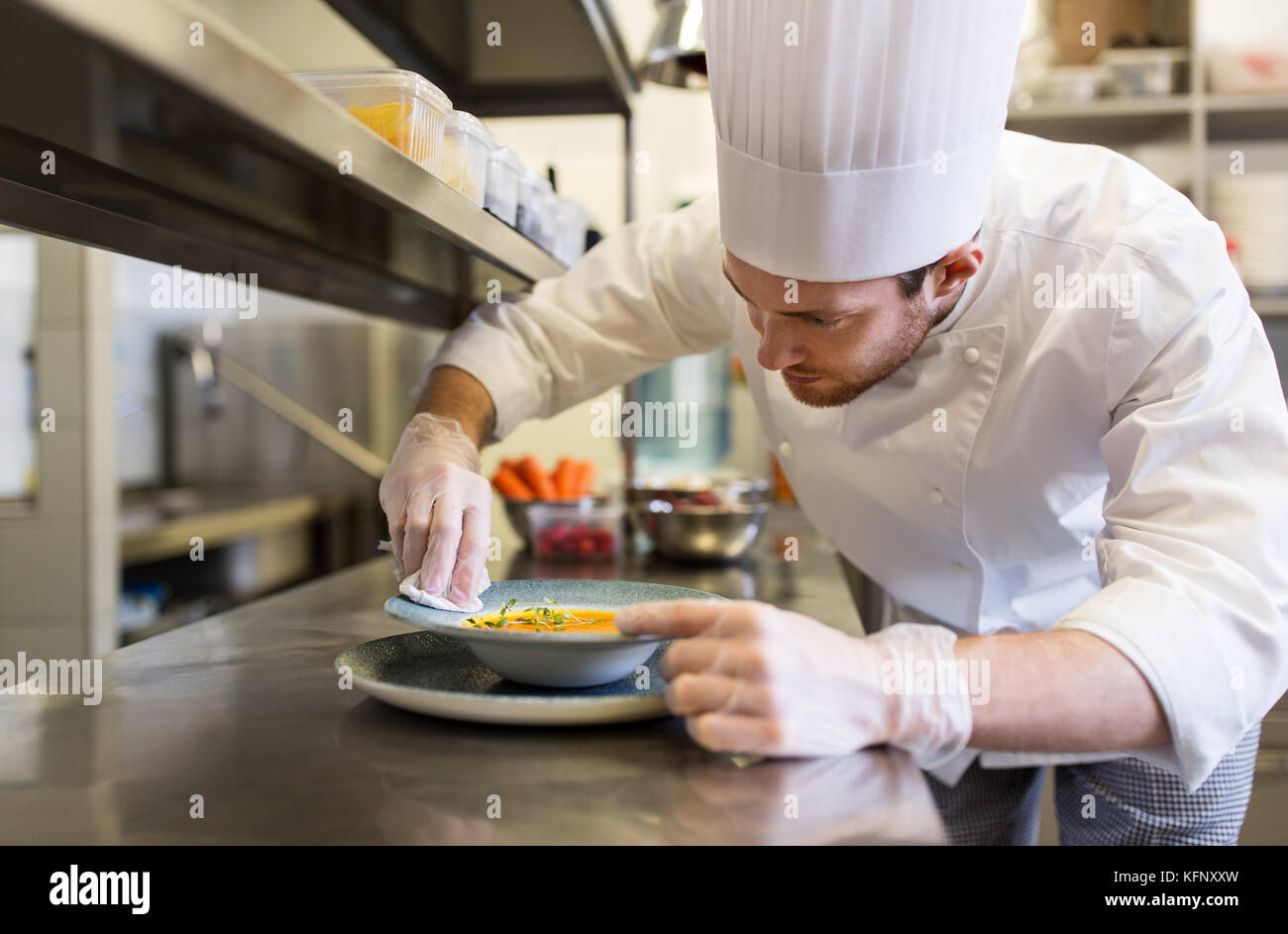happy male chef cooking food at restaurant kitchen Stock Photo - Alamy