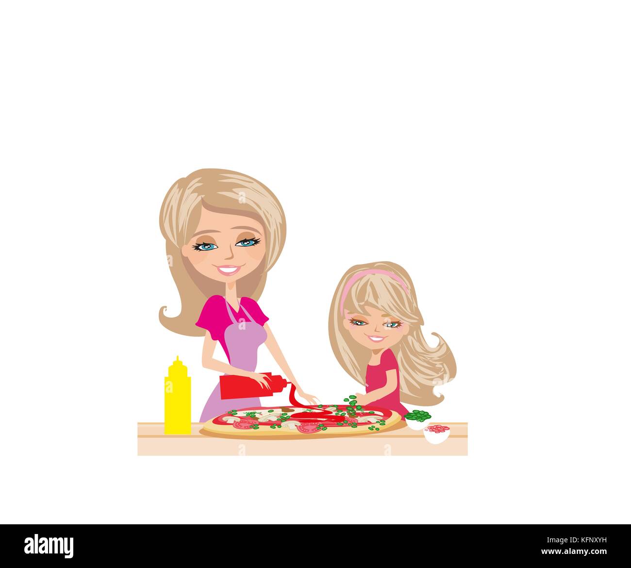 Food ingredients pizza on table Stock Vector Images - Alamy