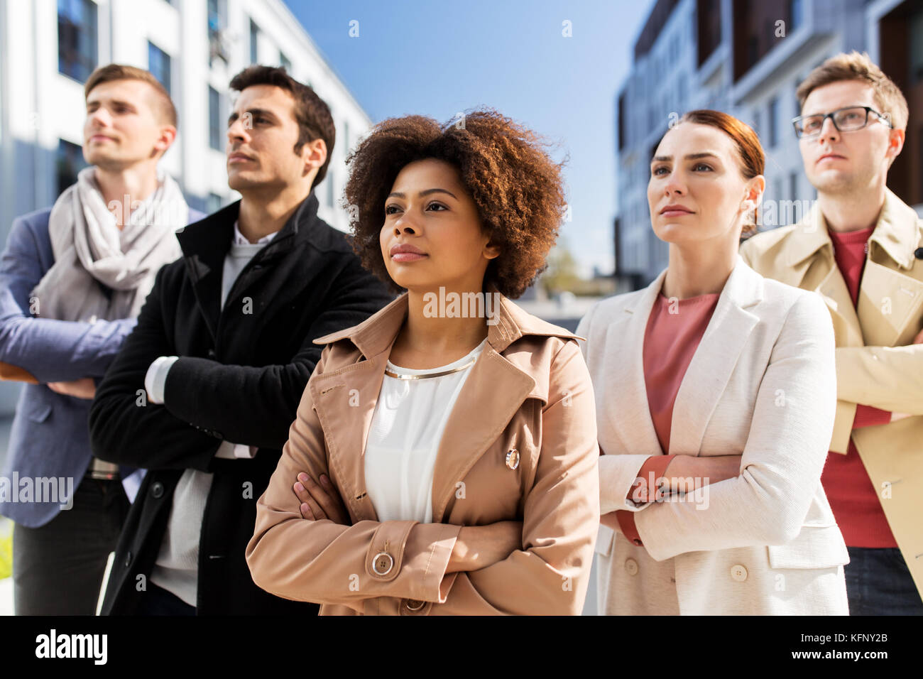 international group of people on city street Stock Photo - Alamy