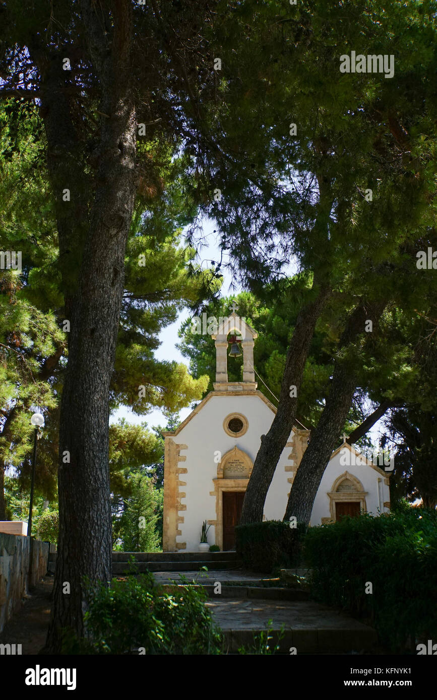 A small church in the woods outside the city of Chania, Crete, Greece ...