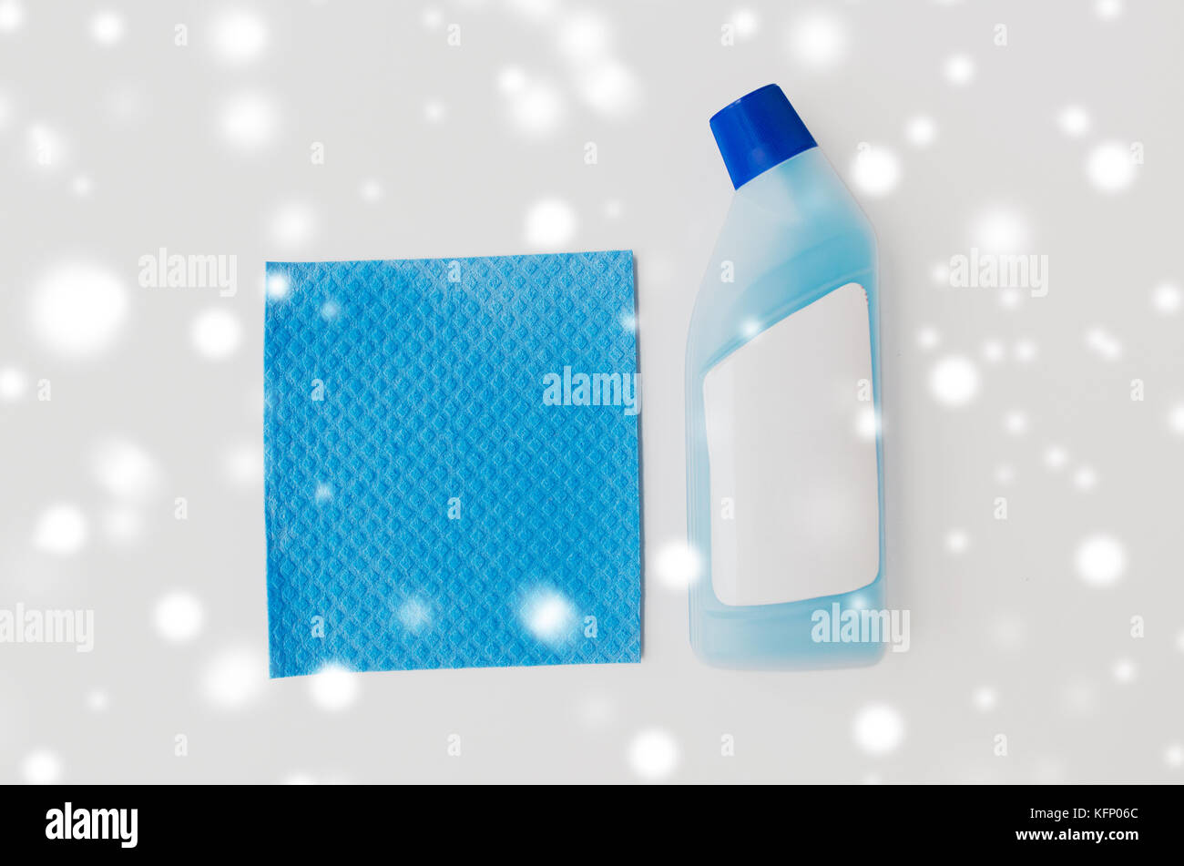 bottle of detergent and blue rag on white Stock Photo - Alamy