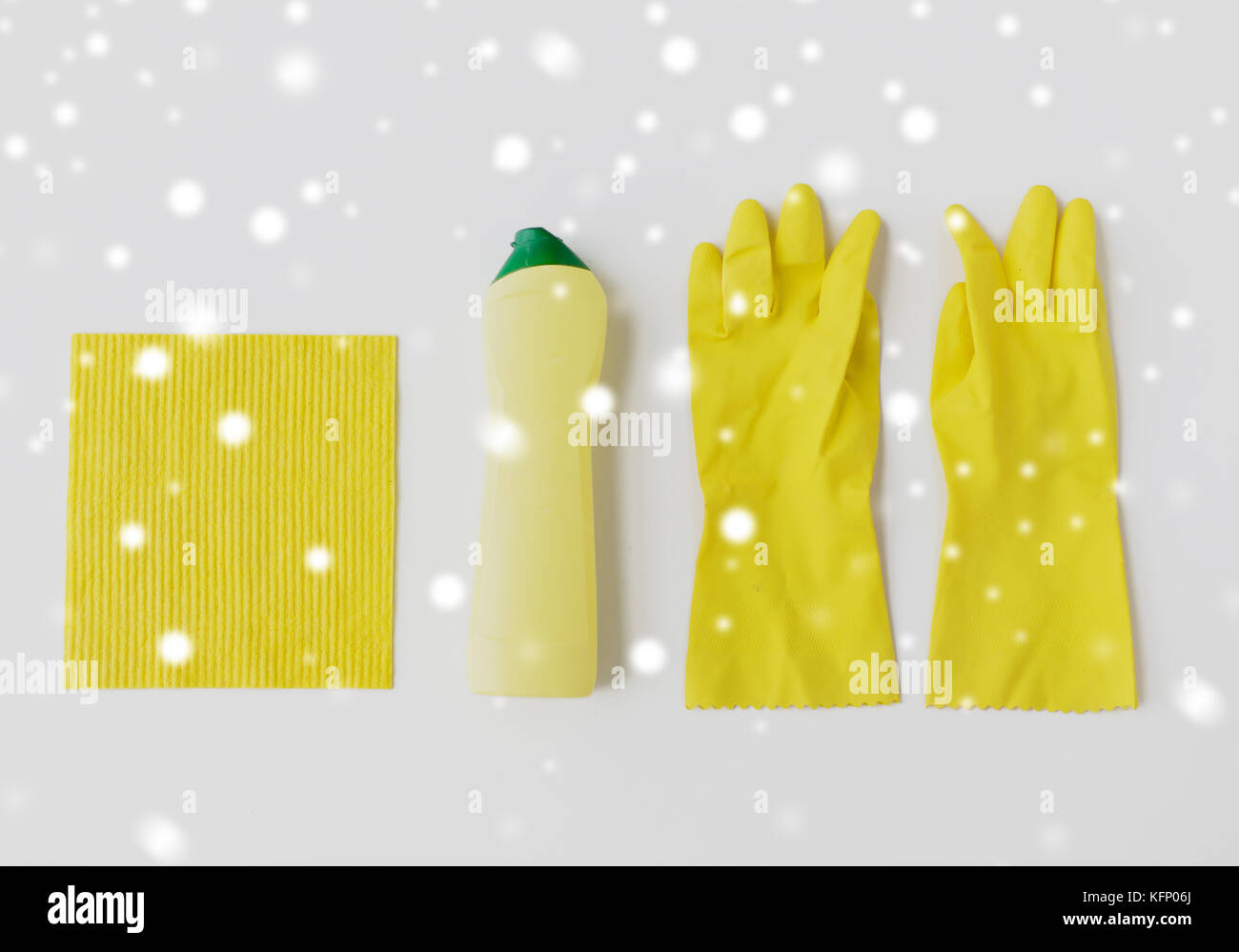 detergent with cleaning stuff on white background Stock Photo - Alamy