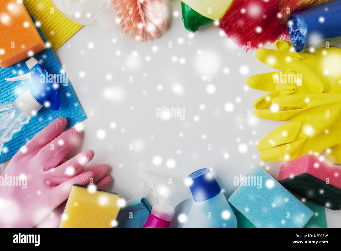 cleaning stuff on white background Stock Photo - Alamy