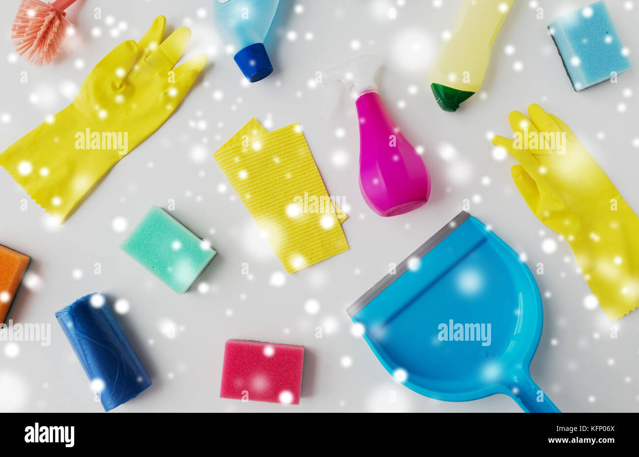 cleaning stuff on white background Stock Photo - Alamy