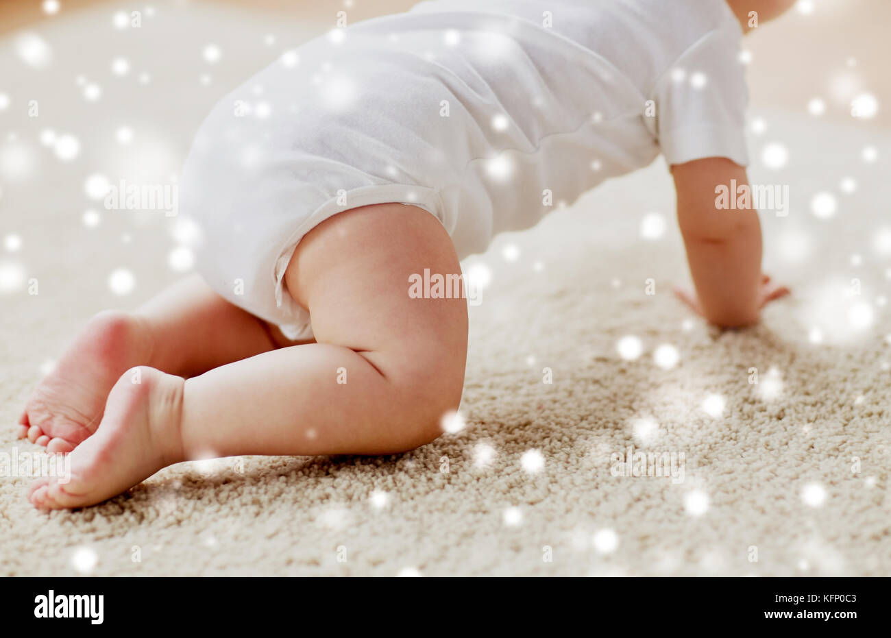 little baby in diaper crawling on floor Stock Photo - Alamy