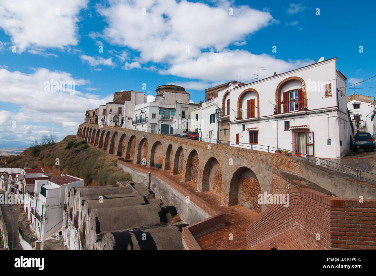A view of the village of Pisticci, Italy. Pisticci is a town in the ...