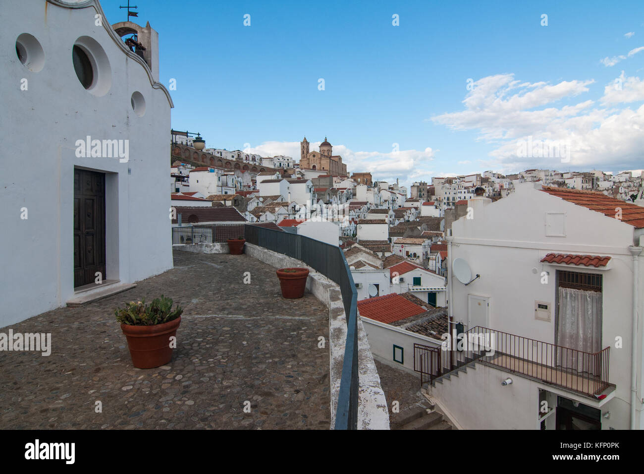 A view of the village of Pisticci, Italy. Pisticci is a town in the ...