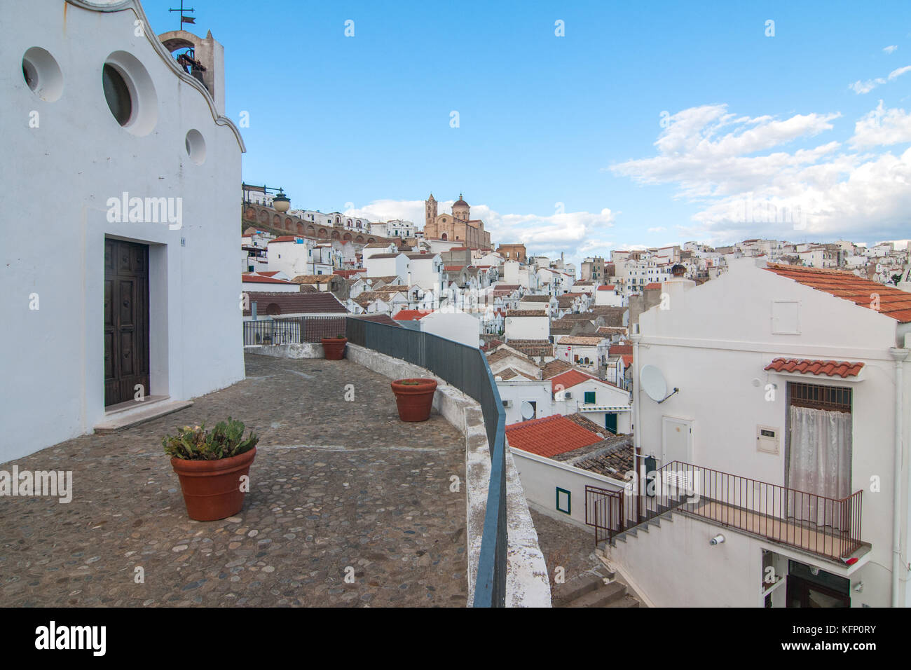 A view of the village of Pisticci, Italy. Pisticci is a town in the ...