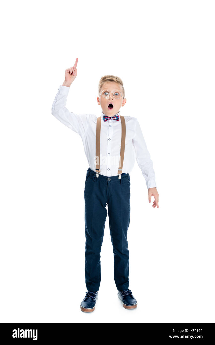 boy pointing up with finger Stock Photo - Alamy