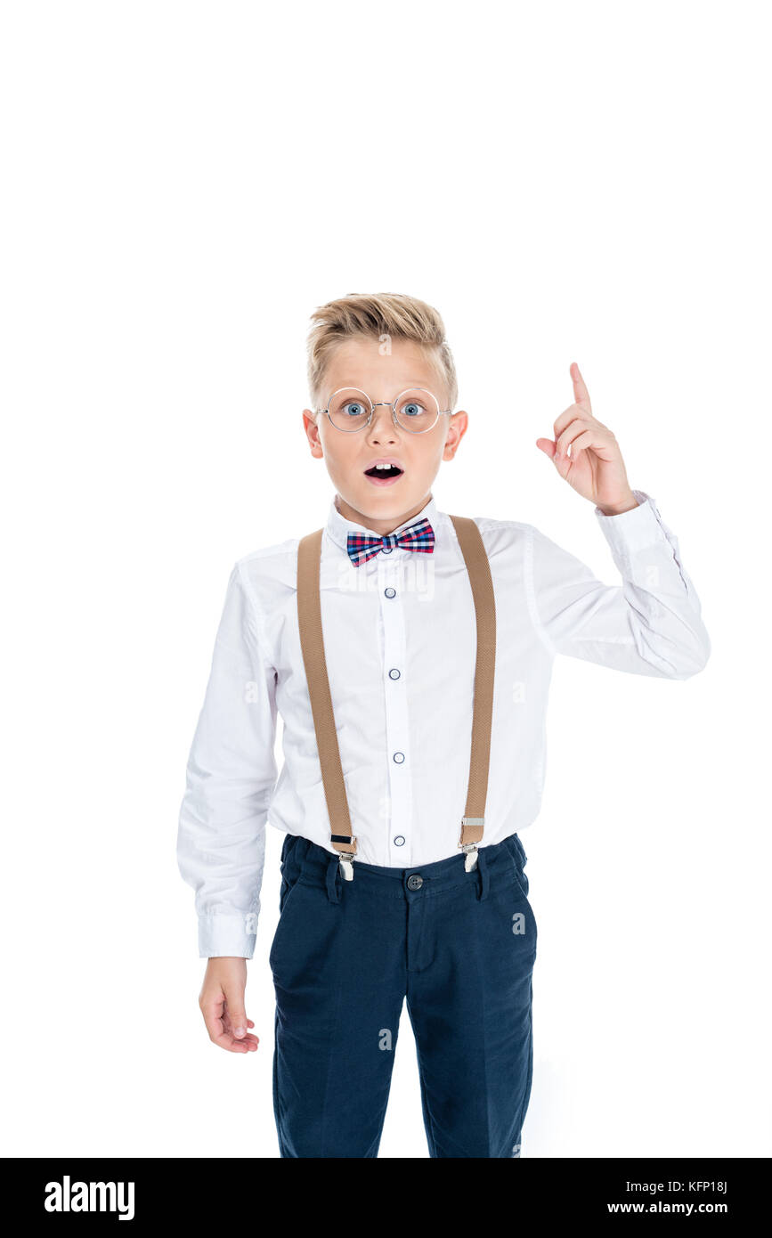 boy pointing up with finger Stock Photo - Alamy