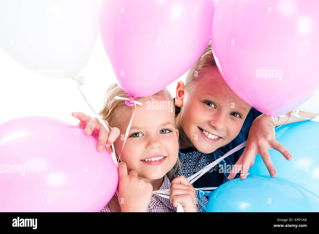 happy kids with balloons Stock Photo - Alamy