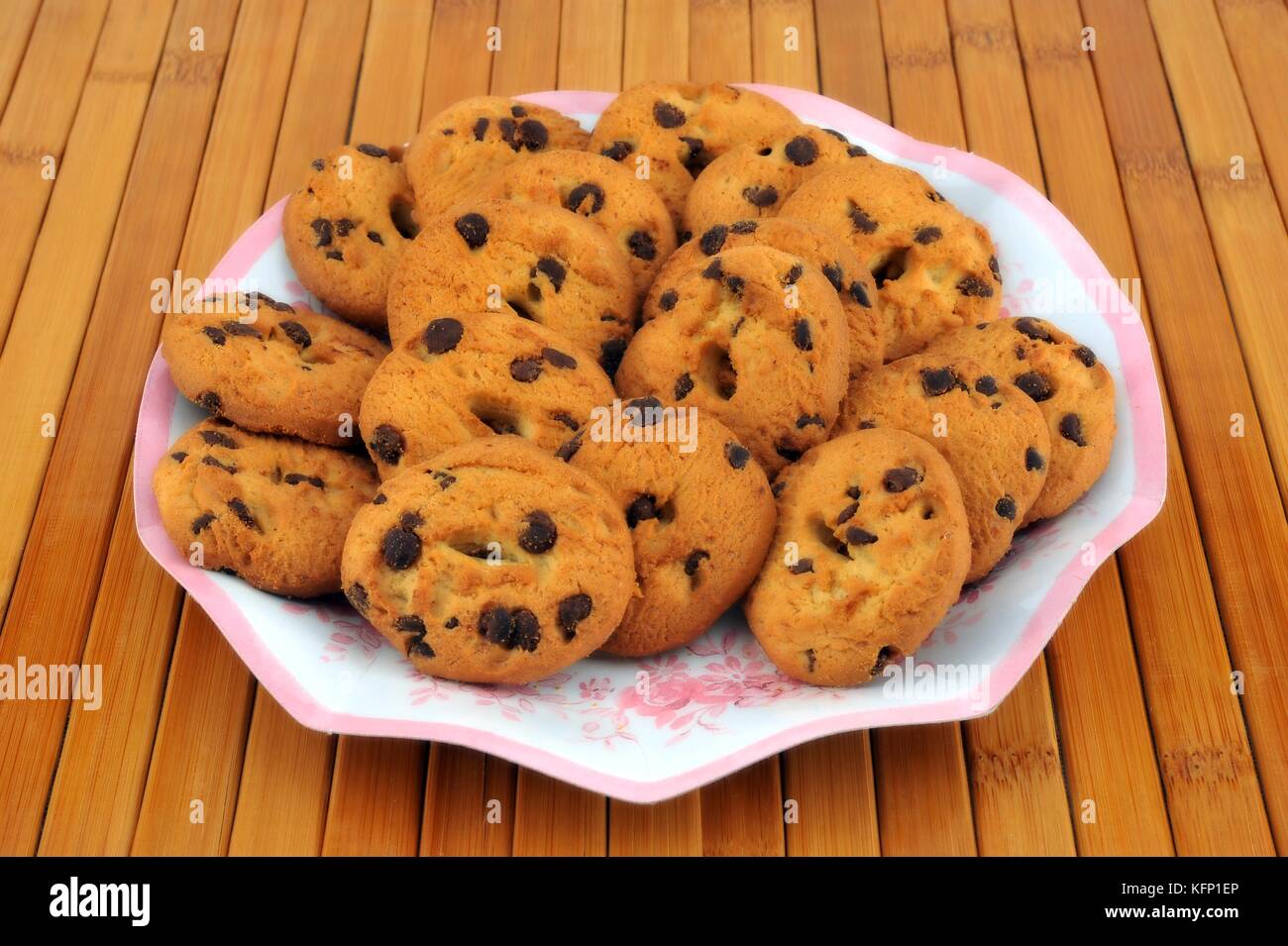 Chocolate cookies on a plate Stock Photo - Alamy