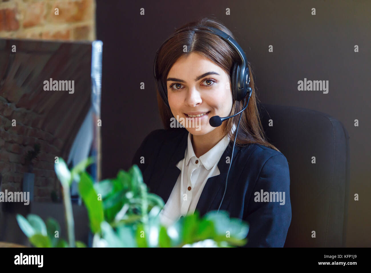 Woman Callcenter Operator Stock Photo - Alamy