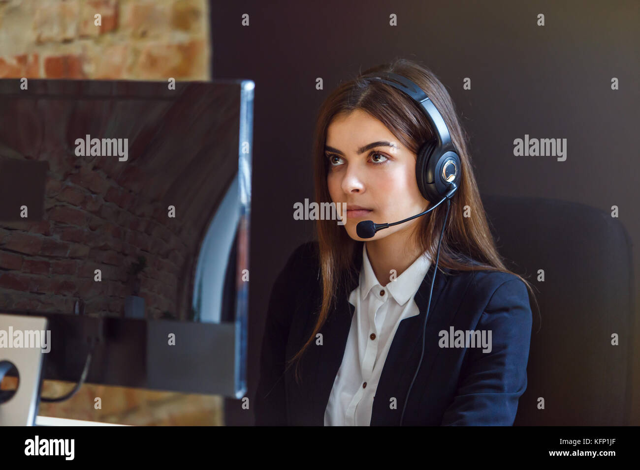 Woman Callcenter Operator Stock Photo - Alamy