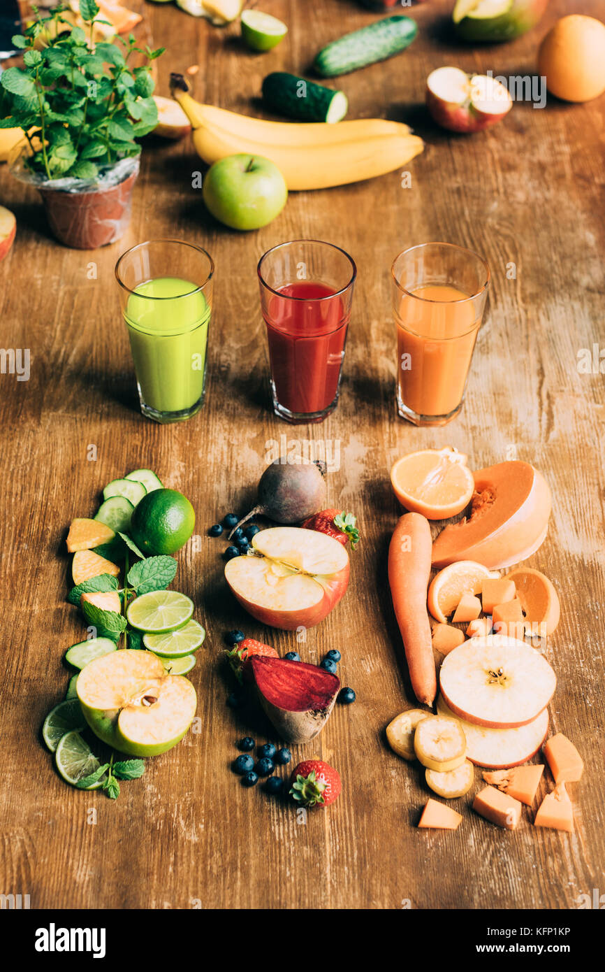 Various fruits smoothies close hi-res stock photography and images - Alamy