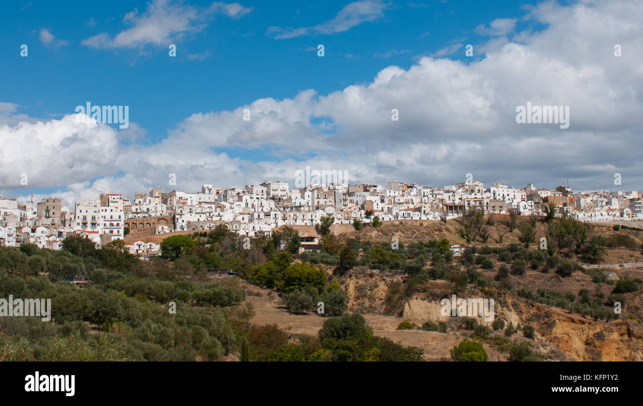 A view of the village of Pisticci, Italy. Pisticci is a town in the ...