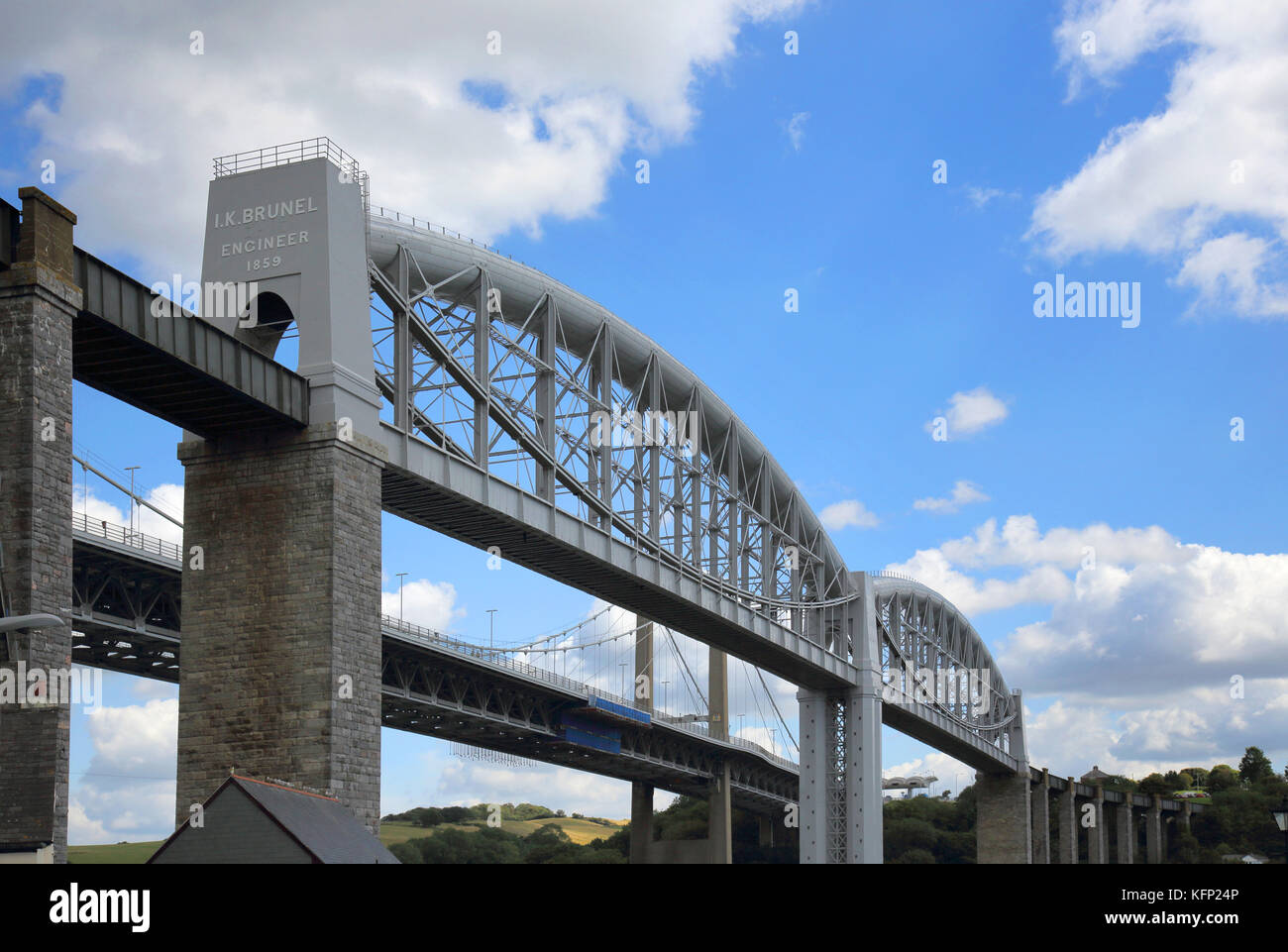 the tamar bridge built by brunel linking plymouth and saltash Stock ...