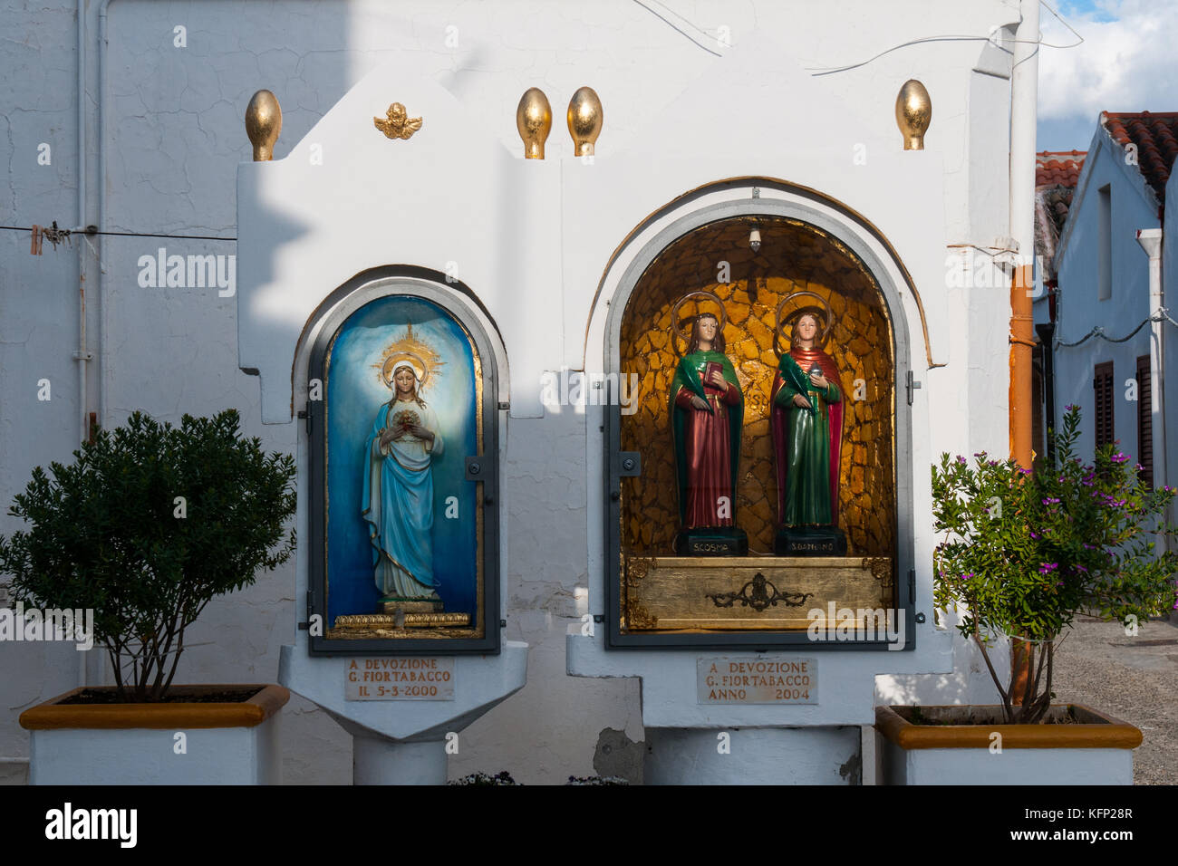Votive shrines in Pisticci, Italy. Pisticci is a town in the province ...