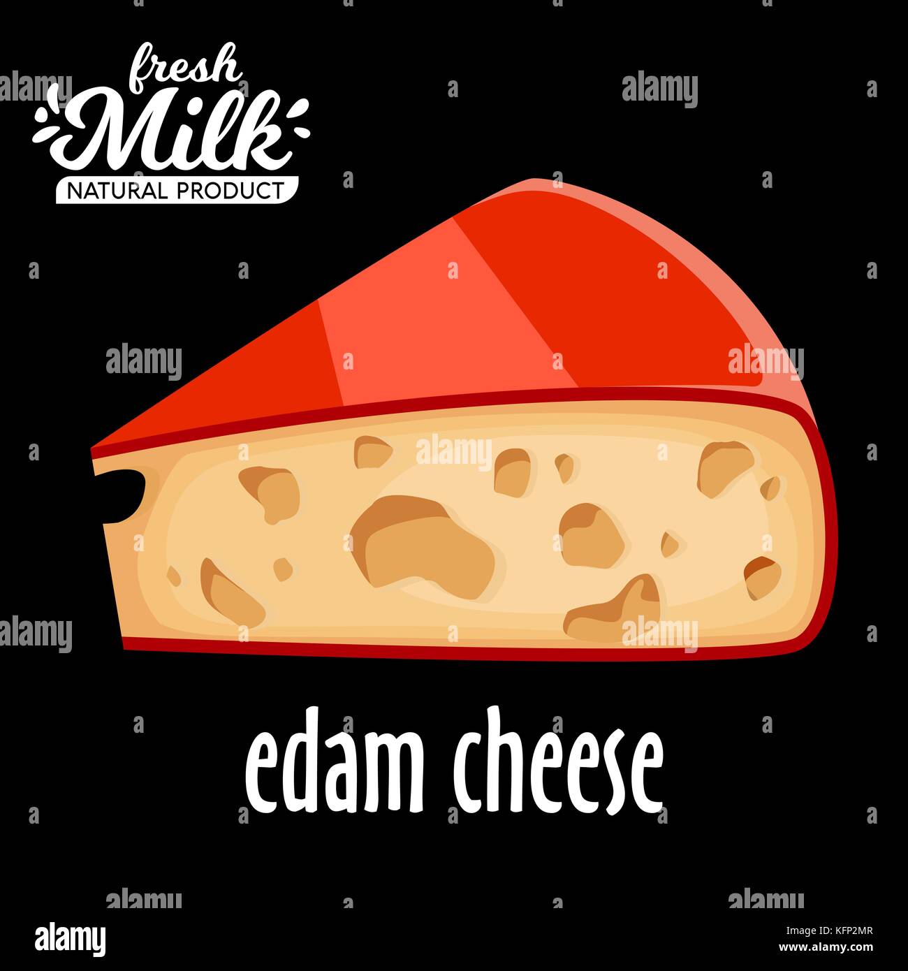 cut piece of cheese edam vector isolated on black background Stock ...