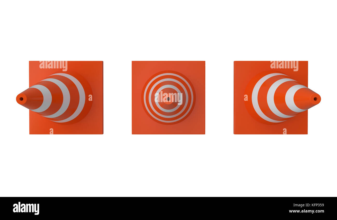 3d rendering traffic cones top view on white background Stock Photo - Alamy