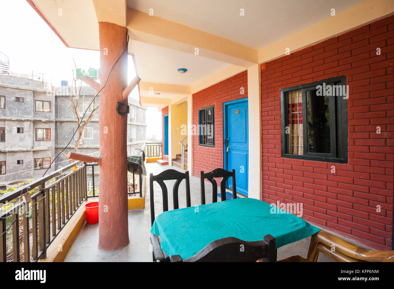 Balcony of a hotel in Nepal Stock Photo - Alamy