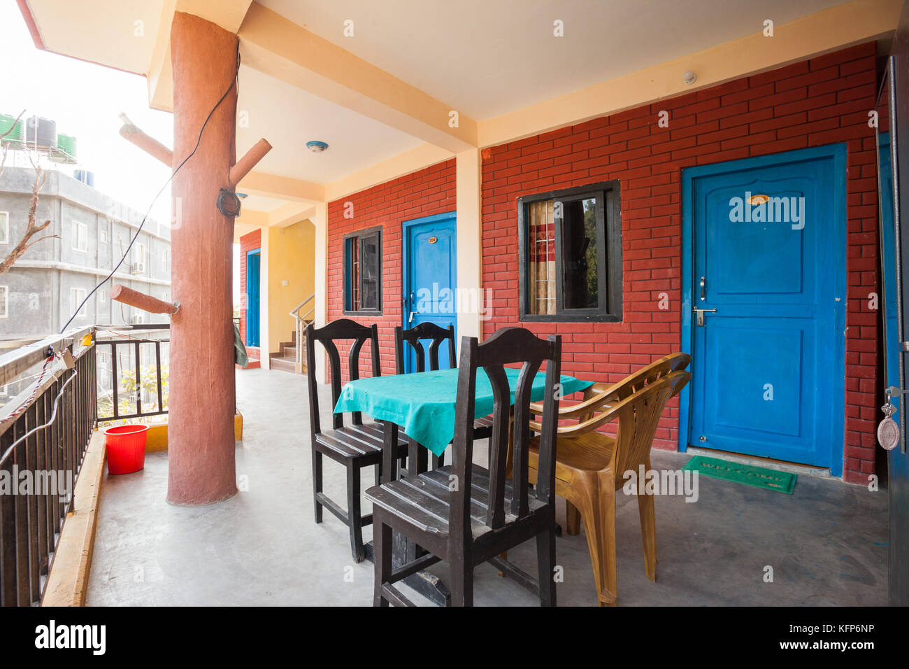 Balcony of a hotel in Nepal Stock Photo - Alamy