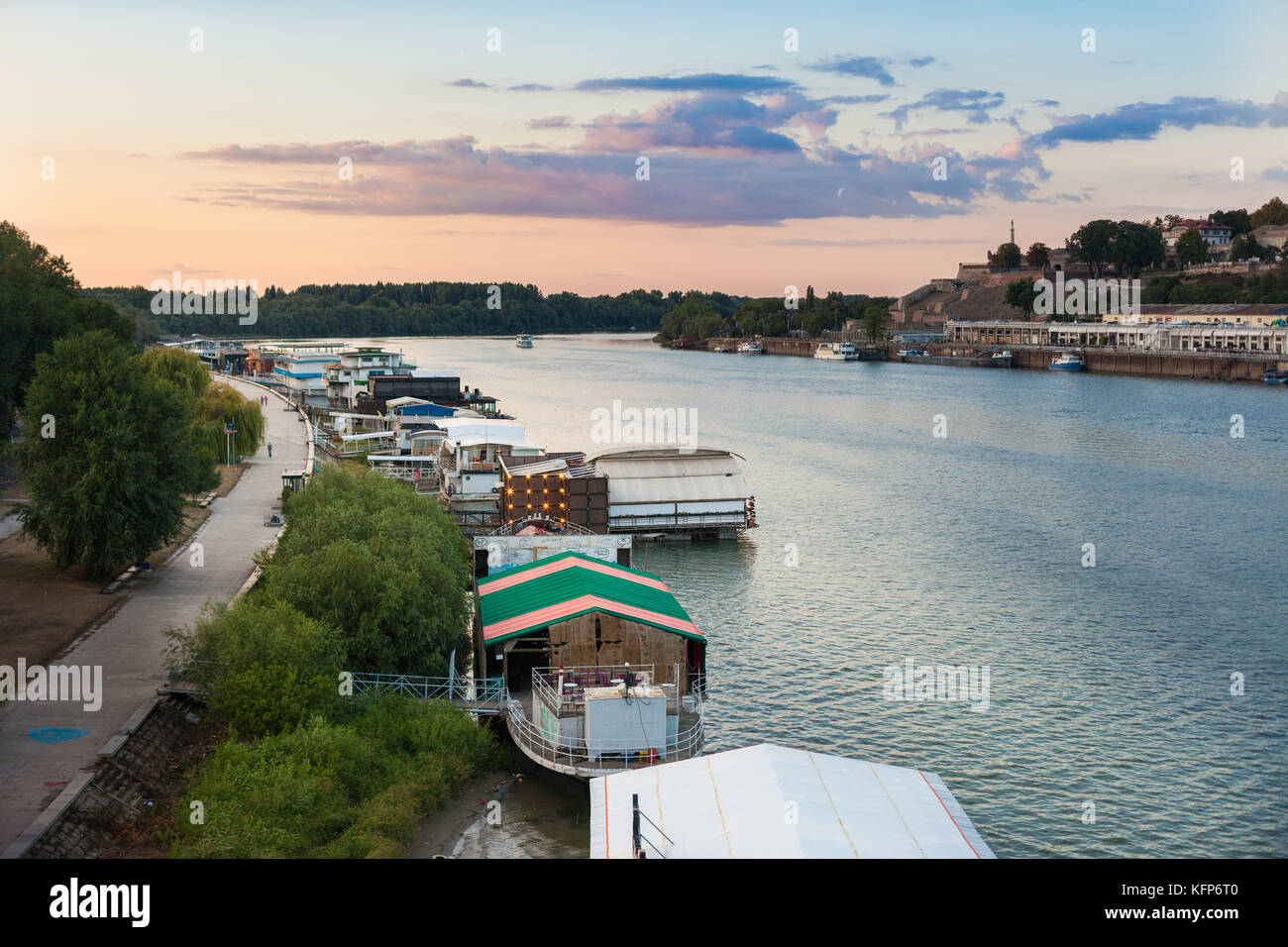 Splav (river barge) night clubs on the Sava, Belgrade, Serbia Stock ...