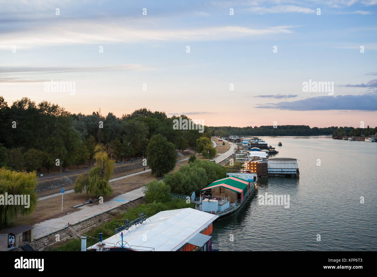 Splav (river barge) night clubs on the Sava, Belgrade, Serbia Stock ...