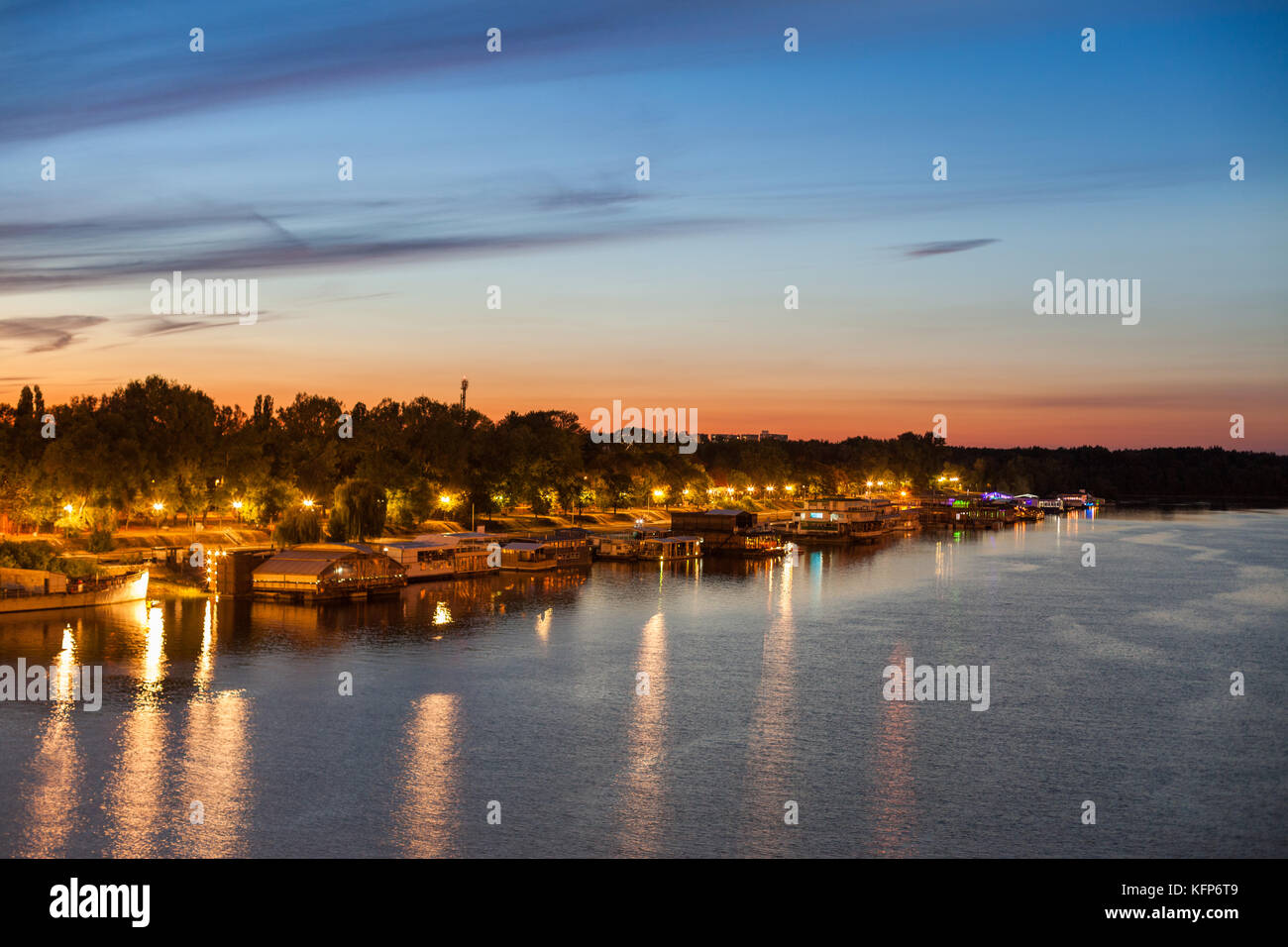 Splav (river barge) night clubs on the Sava, Belgrade, Serbia Stock ...