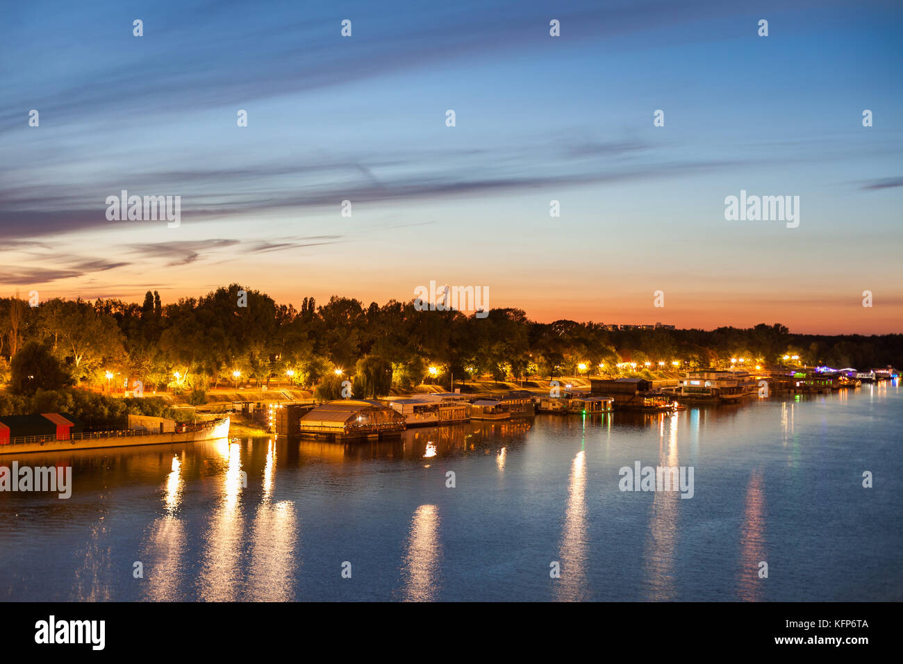 Splav (river barge) night clubs on the Sava, Belgrade, Serbia Stock ...