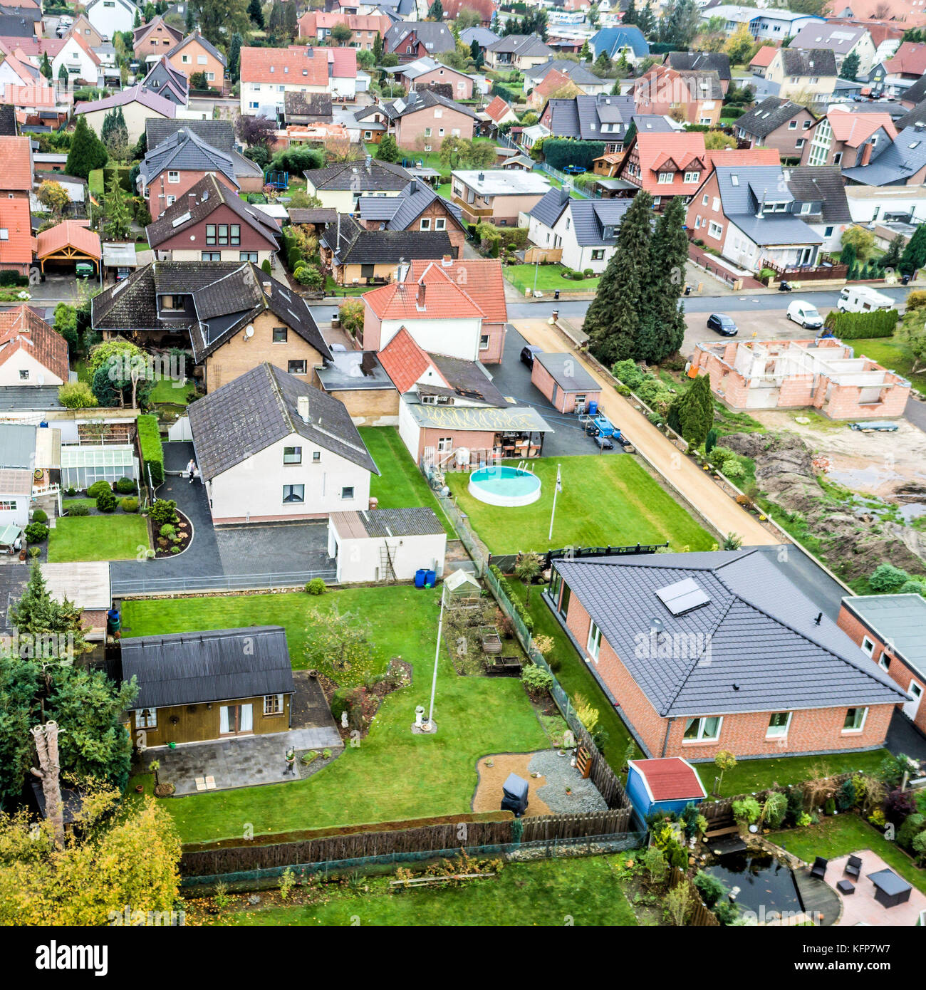 Suburban settlement in Germany with terraced houses, home for many ...