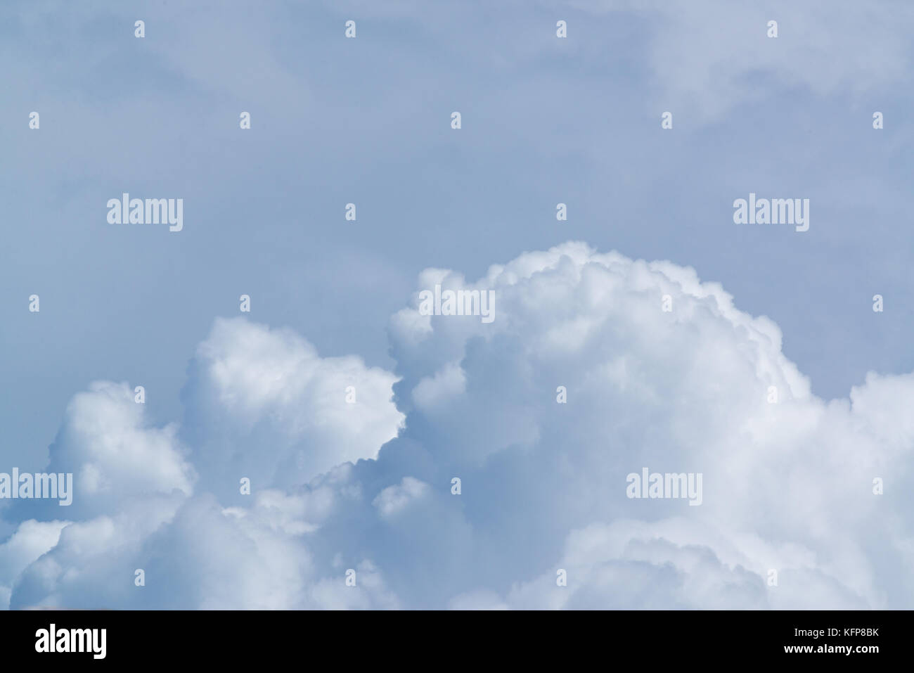 Blue sky with soft tiny cloud, cloudscape on sunny day for background or postcard. Abstract ...